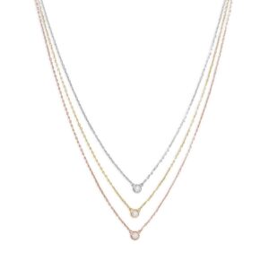 triple strand necklace 16_? ss 17_? yellow gold plated ss 18_? 14k rose gold plated ss strands jewelry for women