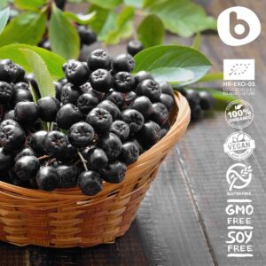 b Bobica Organic Aronia Berry Capsules, Chokeberry Capsules, Antioxidant Superfood, High in Flavonoids, Polyphenols, Immunity, 500 mg, 90 Vegan caps