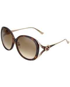 gucci brown gradient round ladies sunglasses gg0226sk 003 60