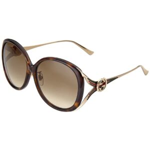 Gucci Brown Gradient Round Ladies Sunglasses GG0226SK 003 60