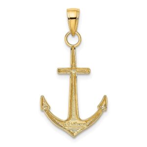 Diamond2Deal 14k Yellow Gold Polished Anchor Pendant Fine Jewelry for Women