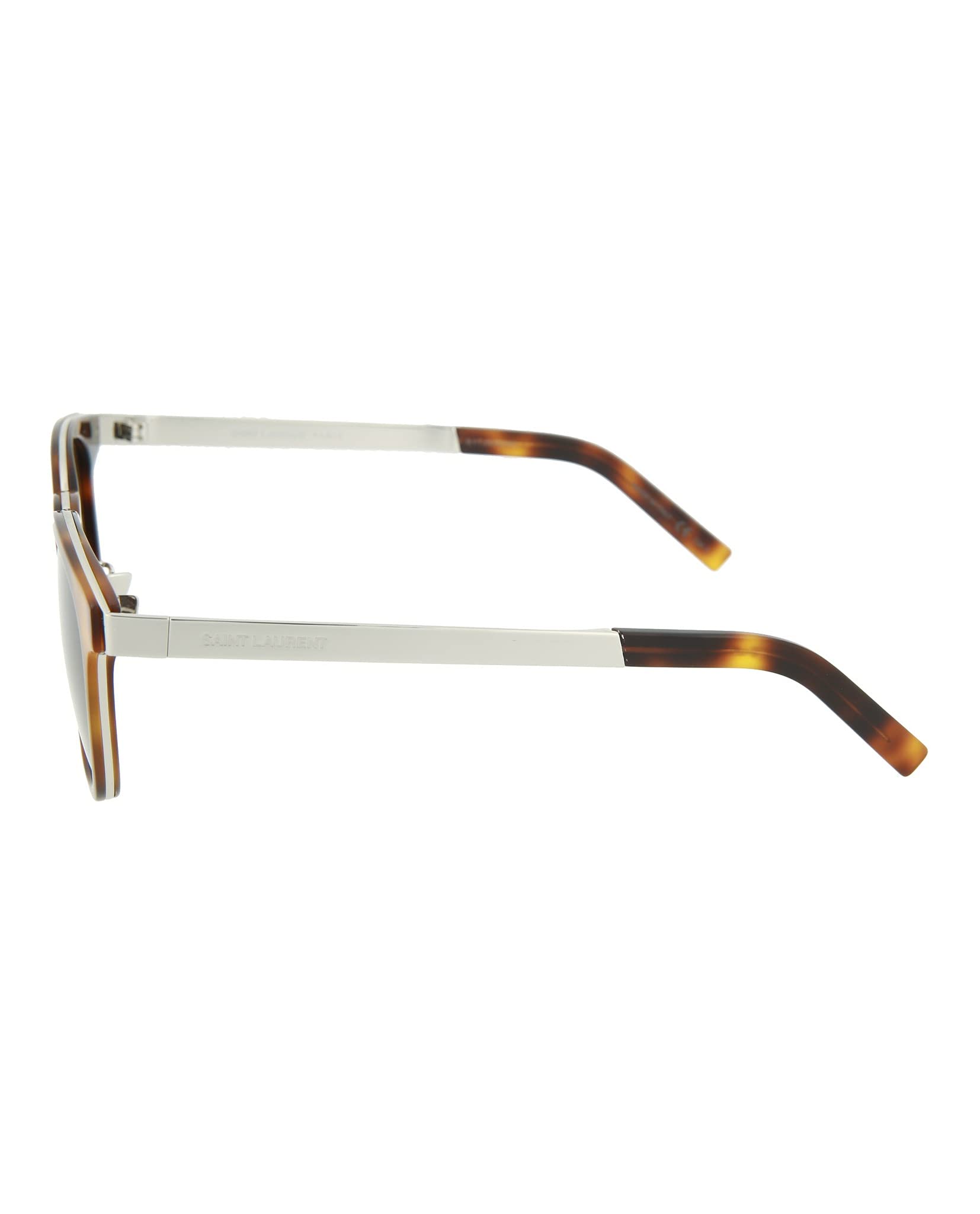 Saint Laurent Square/Rectangle Sunglasses Shiny Havana Shiny Silver Luxury Eyewear Made In Italy Acetate Frame Designer Fashion for Everyday Luxury