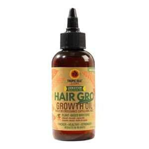 tropic isle living hair gro growth oil 4oz | organic jamaican black castor oil with almond, avocado & jojoba oils | promotes hair growth | prevents breakage, hair loss, shedding