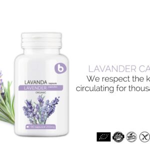 Bobica Premium European Organic Lavender Capsules, Helps Reduce Stress, Calming, GMO Free, Gluten Free, All Natural, 250 mg, 90 Vegan caps