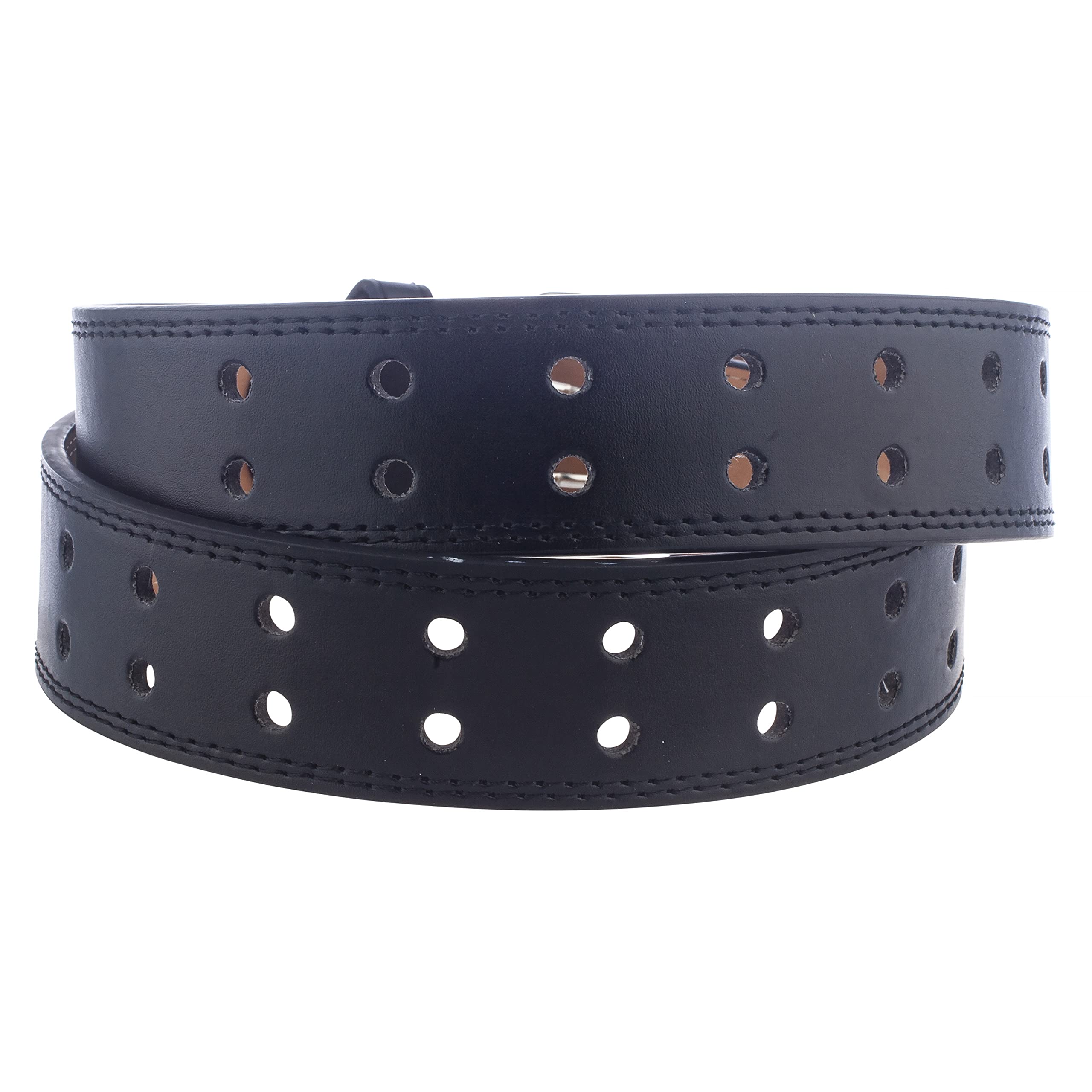 Unisex Faux Leather Two-Hole Belt - Black or Brown, Up to 7XL Available (BN9041) (Black, 5XL)