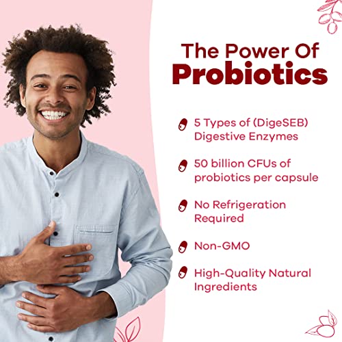 GOBIOTIX Probiotic Supplement with Digestive Enzymes - Detox and Digestive Health - Milk Thistle, Turmeric, and Dandelion Root for Gut Health - 50 Billion CFU - 60 Capsules