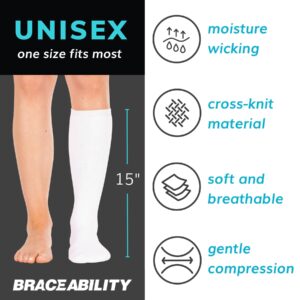 BraceAbility Replacement Sock Liner for Orthopedic Walking Boots - Medical Tube Cast Socks to Wear Under Aircast Cam Walkers and Leg or Foot Fracture Boot for Men and Women (Pack of 2)