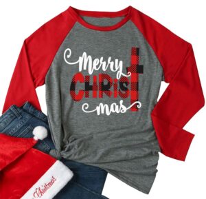 merry christmas tee shirts women christmas tee shirts tops letter print long sleeve raglan baseball tee shirts gray