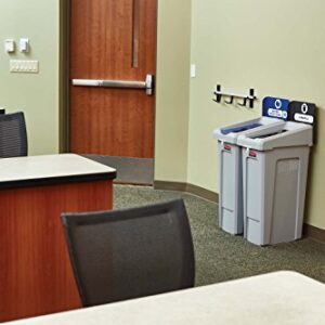 Rubbermaid Commercial Products Slim Jim Recycling Station 2-Stream Landfill/Mixed Recycling Bin/Can/Kit/Station, 23-Gallon, for Offices/Home/Higher Education/Commercial Facilities