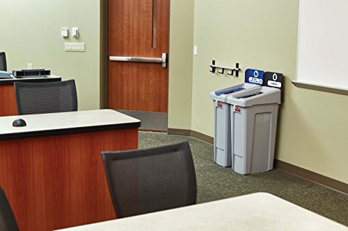 Rubbermaid Commercial Products Slim Jim Recycling Station 2-Stream Landfill/Mixed Recycling Bin/Can/Kit/Station, 23-Gallon, for Offices/Home/Higher Education/Commercial Facilities