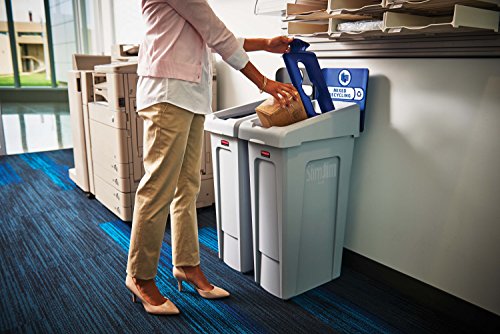 Rubbermaid Commercial Products Slim Jim Recycling Station 2-Stream Landfill/Mixed Recycling Bin/Can/Kit/Station, 23-Gallon, for Offices/Home/Higher Education/Commercial Facilities