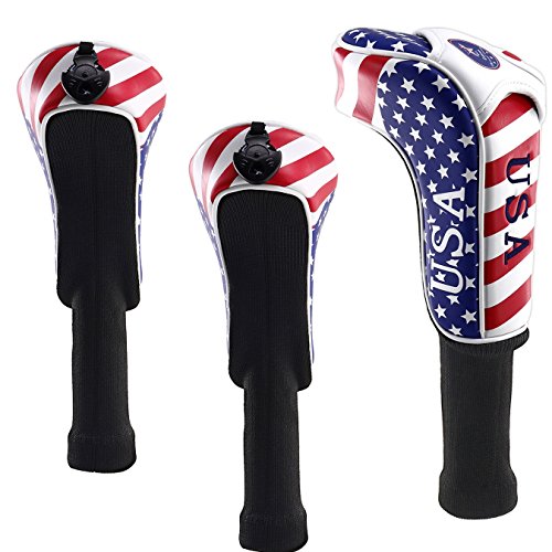 Craftsman Golf Stars and Stripes American USA US Flag Headcover Head Cover for Scotty Cameron Taylormade Odyssey Fairway Wood (3pcs(D,F,F) Sock)