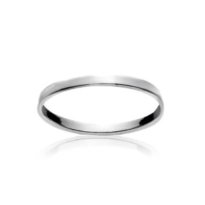 hoops & loops sterling silver polished midi stackable thin wedding band ring, size 6