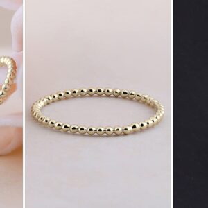 Dazzlingrock Collection 1.4mm Beaded Style Minimalist Ball Chain Design Wedding Band for Her in 10K Yellow Gold Size 7