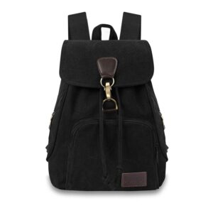 Qyoubi Canvas Fashion Backpacks Purse Casual Outdoor Shopping Daypacks Sports Rucksack Hiking Travel Multipurpose Bag Black