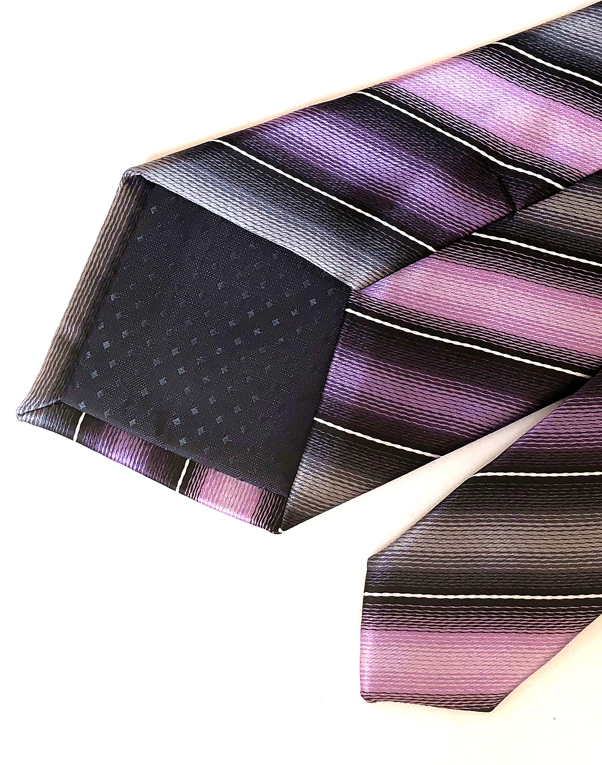 Kihatwin Men's Dark Purple Grey Woven Ties HANDMADE Luxury Suit Necktie Birthday Present