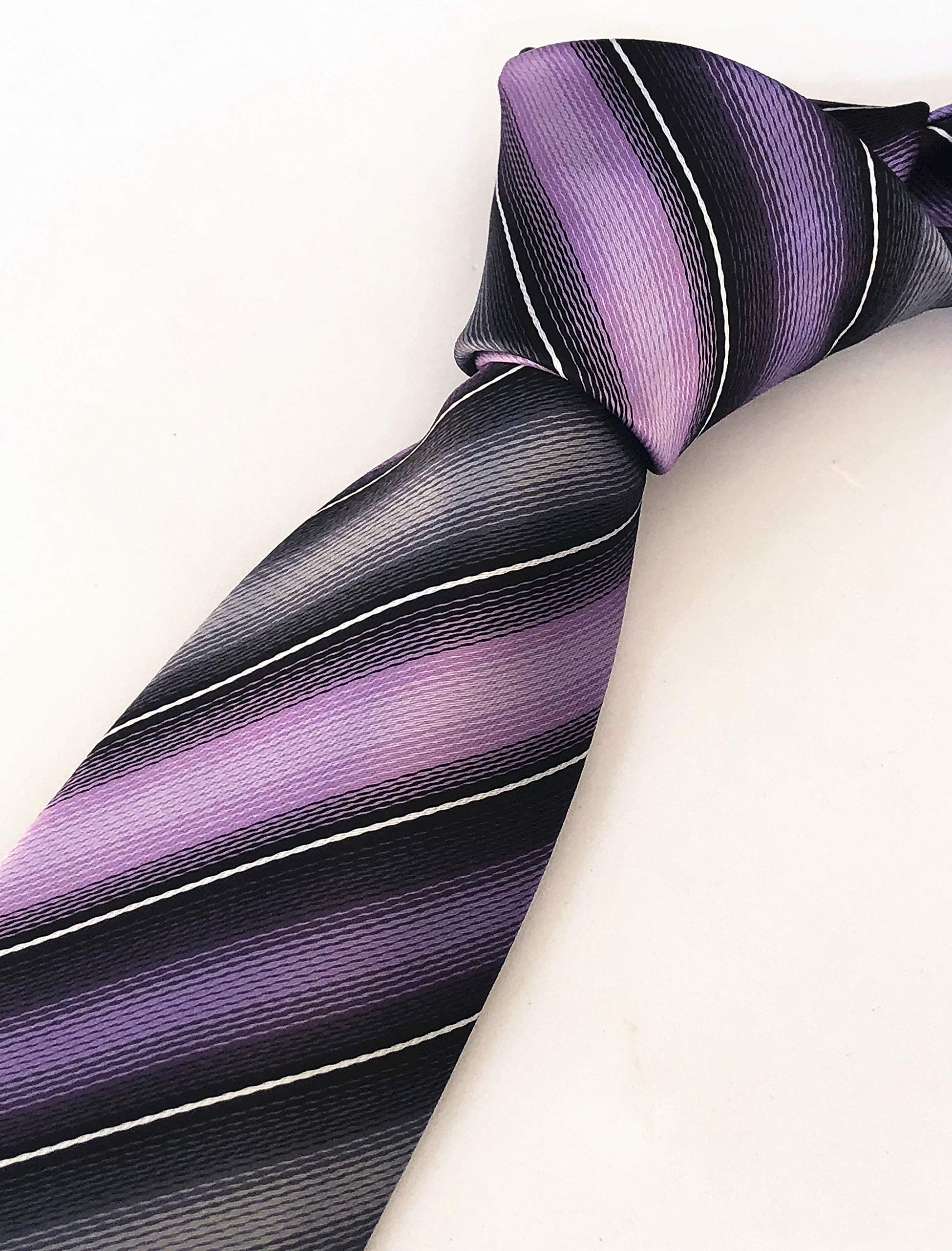 Kihatwin Men's Dark Purple Grey Woven Ties HANDMADE Luxury Suit Necktie Birthday Present