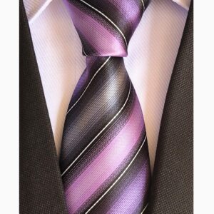 Kihatwin Men's Dark Purple Grey Woven Ties HANDMADE Luxury Suit Necktie Birthday Present