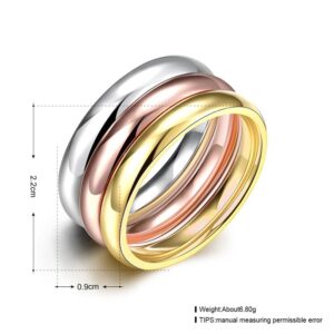 JAJAFOOK Women's 3mm Plain Band Stackable Ring Tri-Colors Stainless Steel Stack Band Rings Set(Pack 3,3mm Size 7)