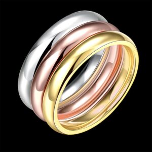 JAJAFOOK Women's 3mm Plain Band Stackable Ring Tri-Colors Stainless Steel Stack Band Rings Set(Pack 3,3mm Size 7)