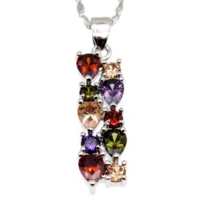 multi gemstone pendants garnet amethyst morganite peridot promise wedding party necklaces pendants (silver color)