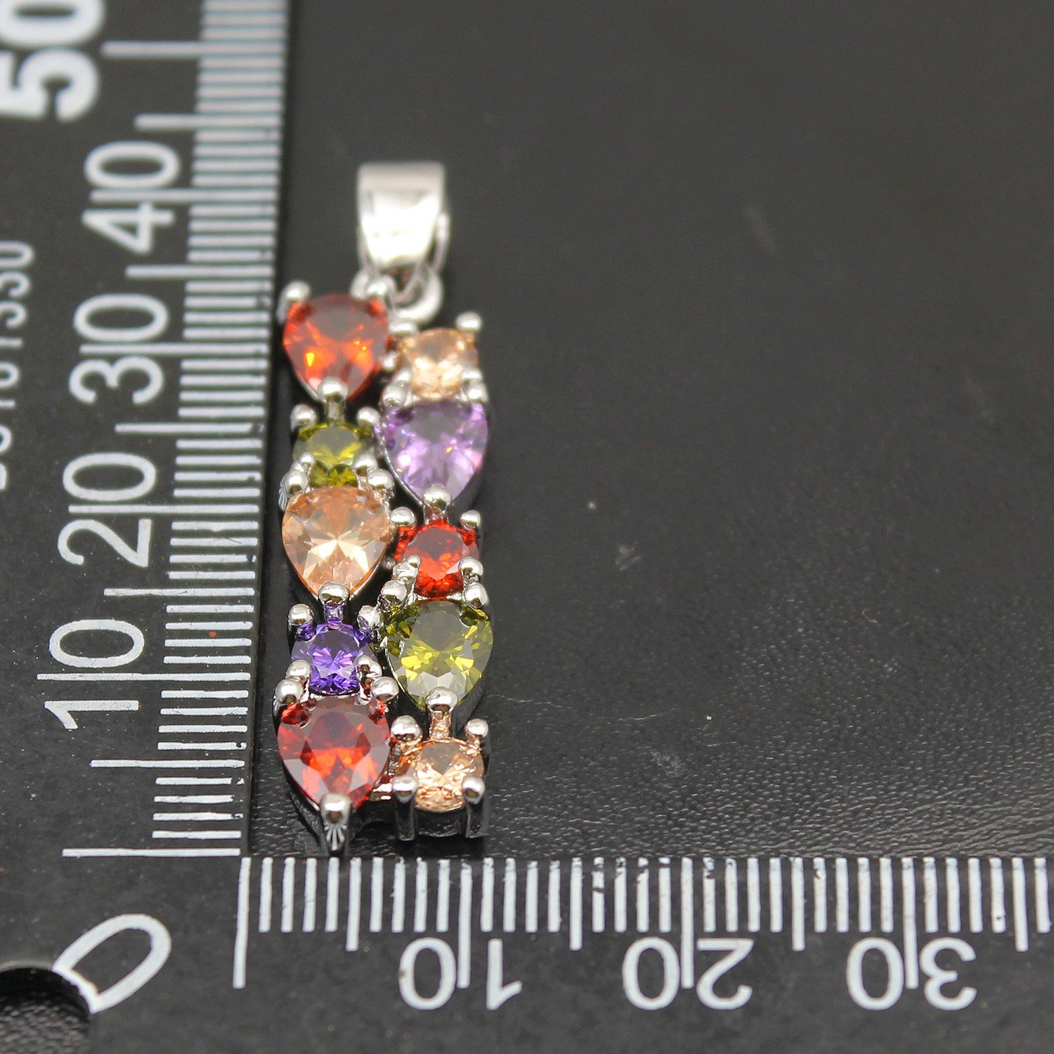 Multi Gemstone Pendants Garnet Amethyst Morganite Peridot Promise Wedding Party Necklaces Pendants (Silver Color)