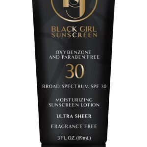 Black Girl Sunscreen - Moisturizing Sunscreen Lotion SPF 30, No White-Residue, Formulated with Natural Ingredients for Melanin Rich Skin (3 Fl. Oz.)