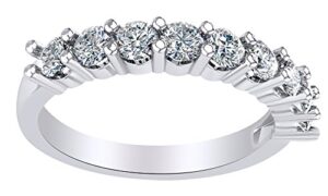 (0.9 cttw) round shape white diamond engagement wedding band ring 14k solid white gold,ring size-9