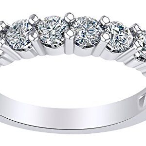 (0.9 Cttw) Round Shape White Diamond Engagement Wedding Band Ring 14K Solid White Gold,Ring Size-9