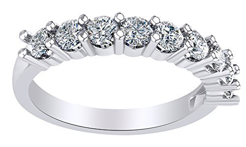 (0.9 Cttw) Round Shape White Diamond Engagement Wedding Band Ring 14K Solid White Gold,Ring Size-9