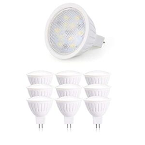 gu5.3 base led light bulb dimmable 5w spotlight,50w halogen equivalent, 120v mr16 bi-pin base warm white 2700k, flood light bulb for accent lighting, display lighting, track lighting(pack of 10)