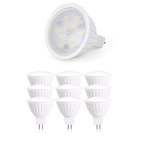 GU5.3 Base LED Light Bulb Dimmable 5W Spotlight,50W Halogen Equivalent, 120V MR16 Bi-Pin Base Warm White 2700K, Flood Light Bulb for Accent Lighting, Display Lighting, Track Lighting(Pack of 10)