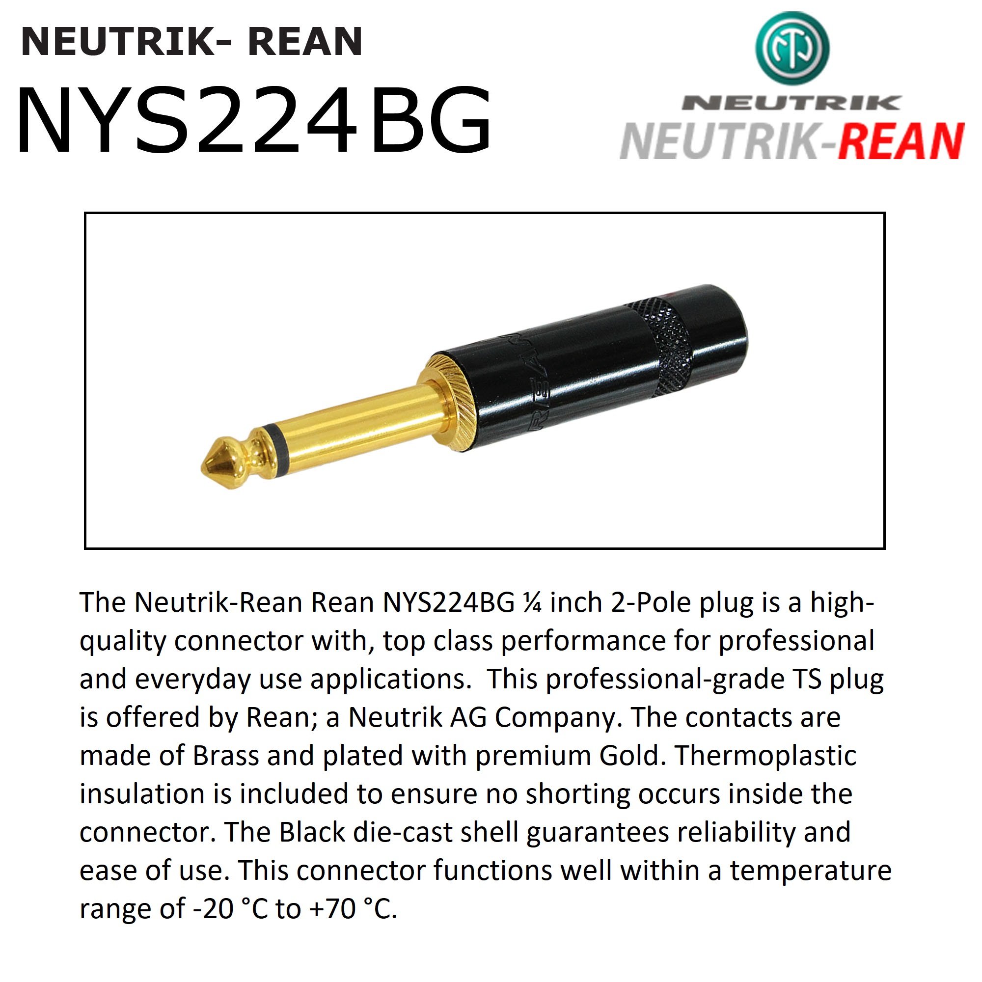 WORLDS BEST CABLES 2 Units - 4 Foot -Pedal, Effects, Patch, Guitar Instrument Cable Custom Made Made Using Mogami 2319 Wire and Neutrik-Rean NYS224BG Gold ¼ inch (6.35mm) TS Plugs