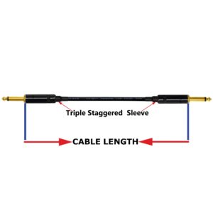 WORLDS BEST CABLES 2 Units - 4 Foot -Pedal, Effects, Patch, Guitar Instrument Cable Custom Made Made Using Mogami 2319 Wire and Neutrik-Rean NYS224BG Gold ¼ inch (6.35mm) TS Plugs