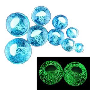 Stuppendux 2 Style Color Ocean Jellyfish Glass Double Flared Ear Plugs Tunnels Expander Stretching Kit Gauge for women men 0g(8mm)