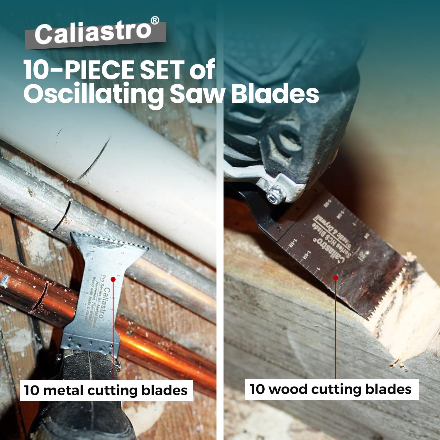 Caliastro 20 Wood Metal Professional Oscillating Multi Tool Quick Release Saw Blades with Universal Fit for Milwaukee, Ridgid, Dewalt, Bosch, Stanley, Ryobi, Makita, Skil, Black & Decker