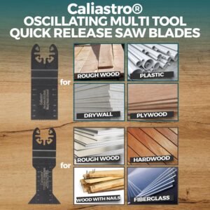 Caliastro 20 Wood Metal Professional Oscillating Multi Tool Quick Release Saw Blades with Universal Fit for Milwaukee, Ridgid, Dewalt, Bosch, Stanley, Ryobi, Makita, Skil, Black & Decker