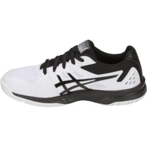 asics kid's upcourt 3 grade school volleyball shoes, 1.5, white/black