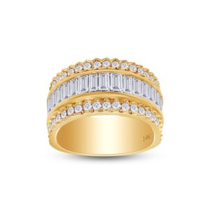 2 ct round cut & taper white natural diamond etruscan style anniversary band ring in 14k solid yellow gold jewelry for women (i-j color, i2-i3 clarity, cttw 2.00)-6