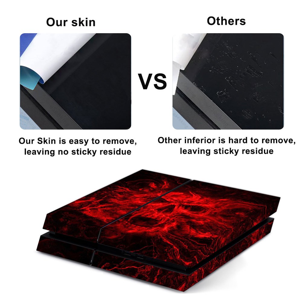 eSeeking Whole Body Vinyl Skin Sticker Decal Cover for PS4 Console and 2PCS Controllers Skins Flame Skull