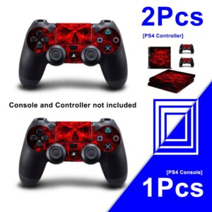 eSeeking Whole Body Vinyl Skin Sticker Decal Cover for PS4 Console and 2PCS Controllers Skins Flame Skull