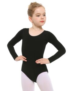 stelle girls long sleeve team basic leotard ballet dance gymnastics (toddler/little kid/big kid) (black,6 years)