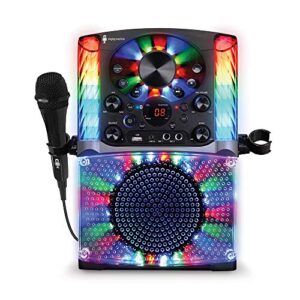 singing machine sml625btbkd karaoke machine, portable bluetooth cd+g karaoke system, black