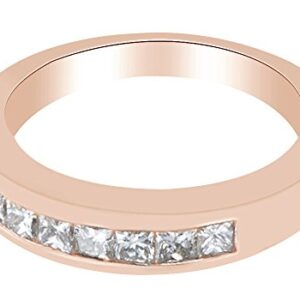 0.5 Cttw Princess Shape White Diamond Engagement Wedding Band Ring 14K Solid Rose Gold,Ring Size-12