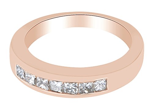 0.5 Cttw Princess Shape White Diamond Engagement Wedding Band Ring 14K Solid Rose Gold,Ring Size-12