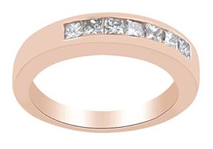 0.5 cttw princess shape white diamond engagement wedding band ring 14k solid rose gold,ring size-12