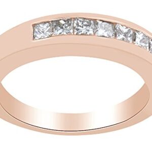 0.5 Cttw Princess Shape White Diamond Engagement Wedding Band Ring 14K Solid Rose Gold,Ring Size-12