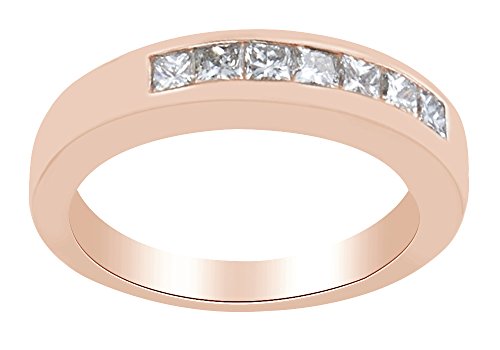 0.5 Cttw Princess Shape White Diamond Engagement Wedding Band Ring 14K Solid Rose Gold,Ring Size-12