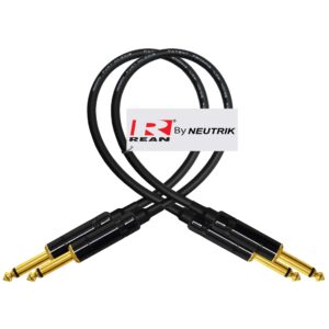 worlds best cables 2 units - 12 inch -pedal, effects, patch, guitar instrument cable custom made made using mogami 2319 wire and neutrik-rean nys224bg gold ¼ inch (6.35mm) ts plugs