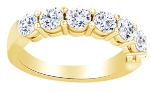 1.37 cttw round white diamond multi-stone engagement wedding ring 14k solid yellow gold,ring size-9